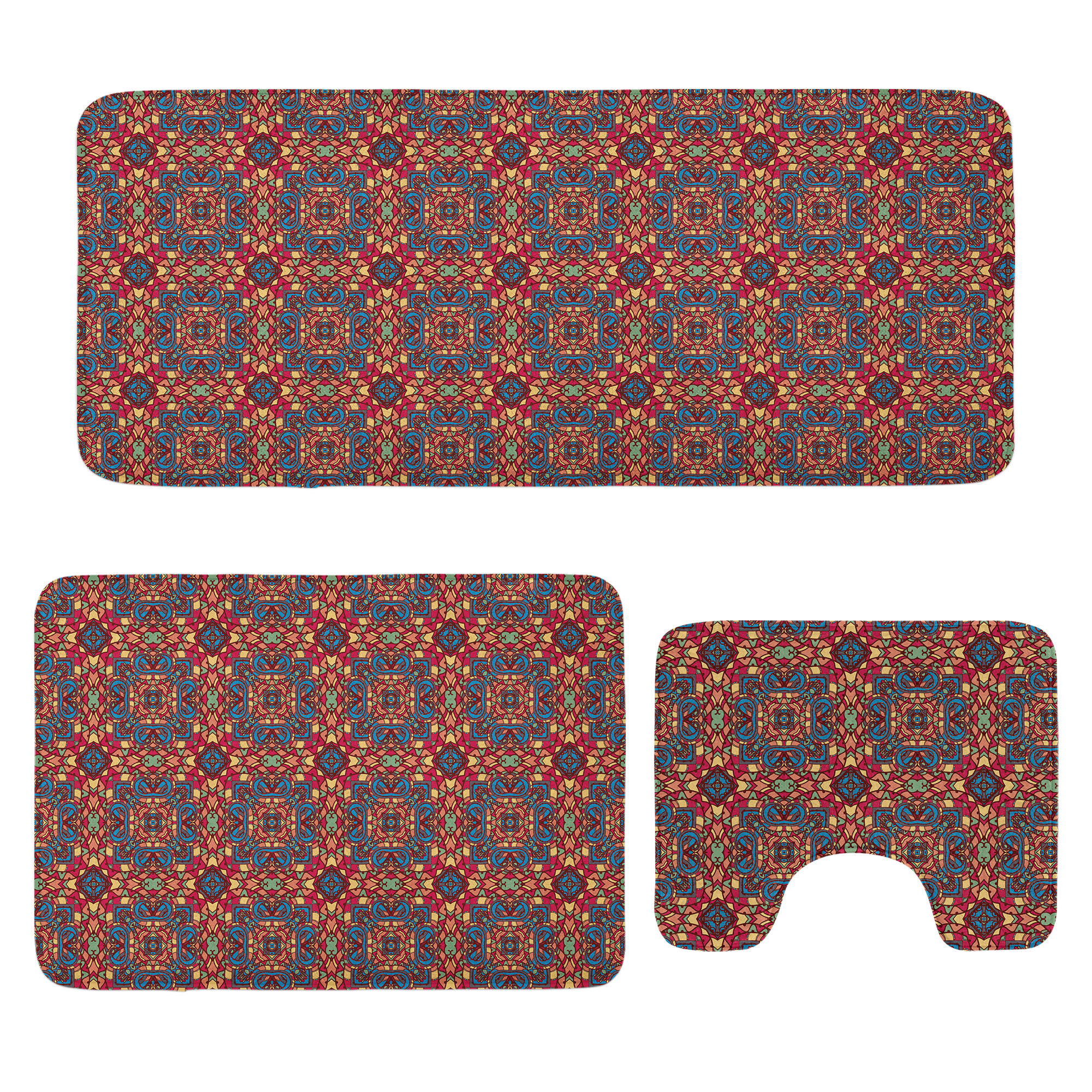 East Urban Home Vintage Bathroom Rug Set 3 Pieces U-Shape & Rectangle ...
