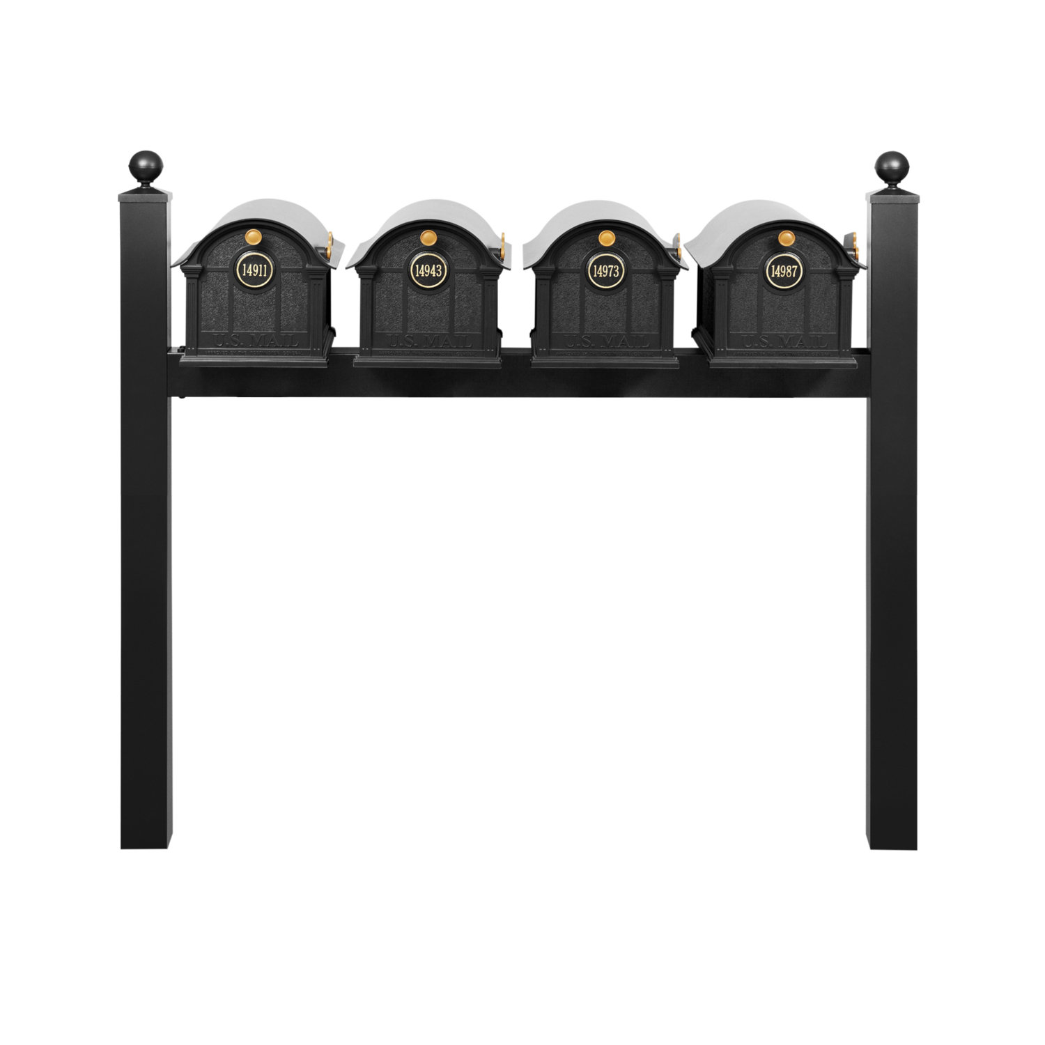 Whitehall Products Balmoral Quad Mount Mailbox /w/ Ball Finials ...