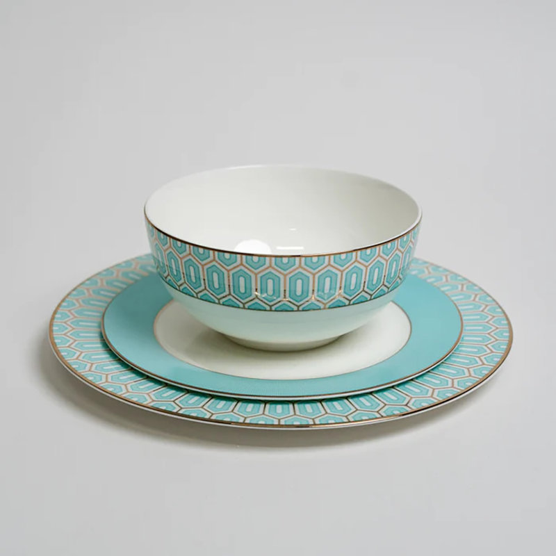 Corrigan Studio® Ozarke's Tiffany Blue Plates Set & Reviews | Wayfair
