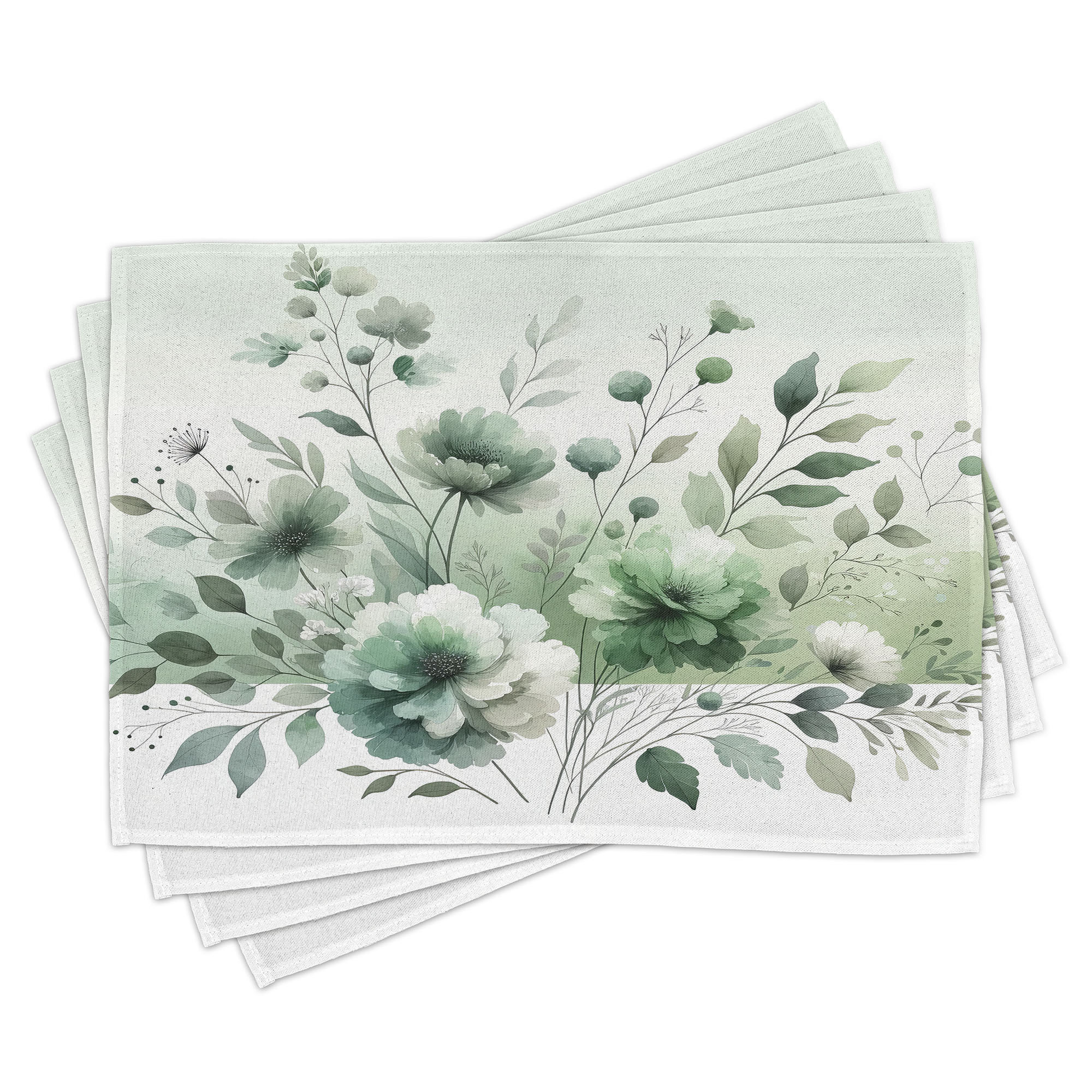 Ambesonne Sage Green Place Mats Set of 4 Modern Farmhouse Leafy ...