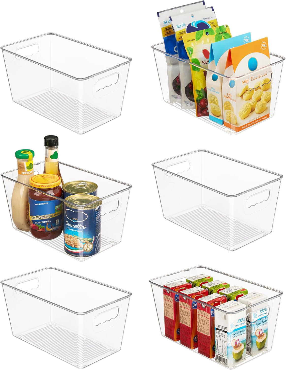 Mint Pantry Clear Plastic Storage Bins, 6 PCS Pantry Organizer Bins ...