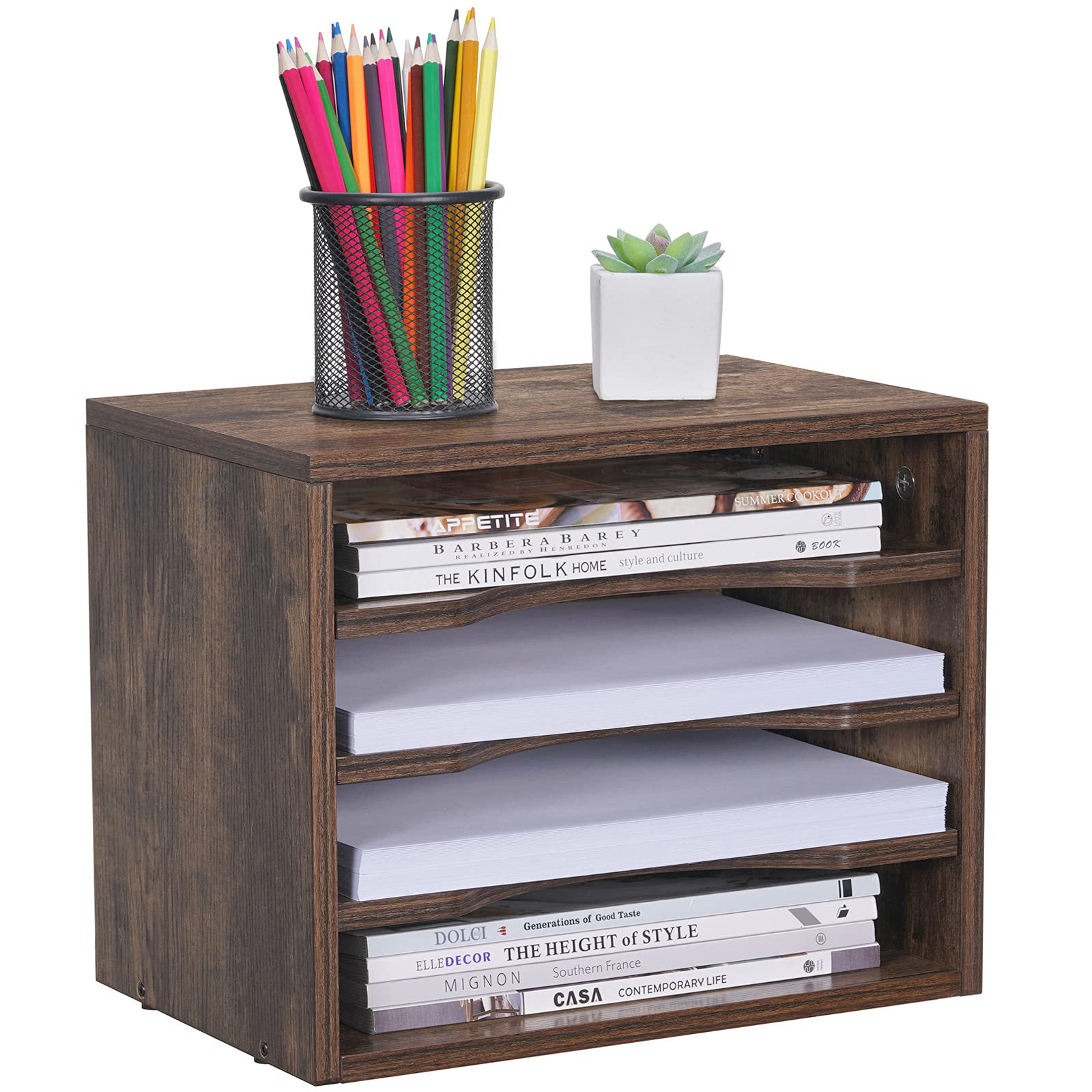 BEACHWATER POOL & SPA, LLC Vintage Wood File Organizer Desktop ...