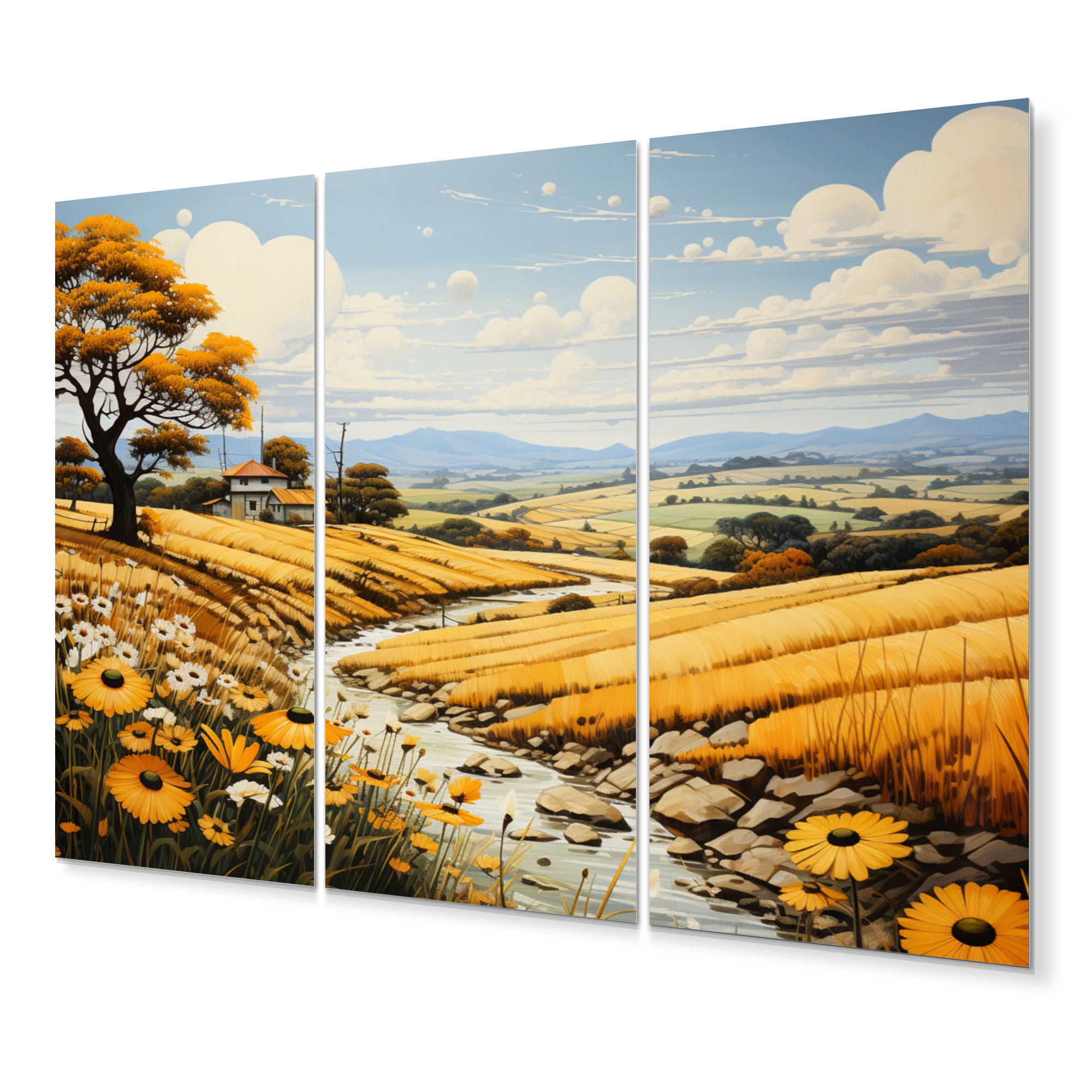 DesignArt Countryside Yellow Fields Patchwork II " Countryside Yellow ...