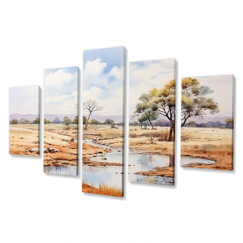 Lark Manor™ Beige African Safari Landscape II - Africa Multipanel Wall ...