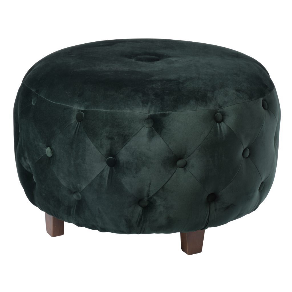 Rosdorf Park Alessandrina Round Deep Green Velvet Stool | Wayfair