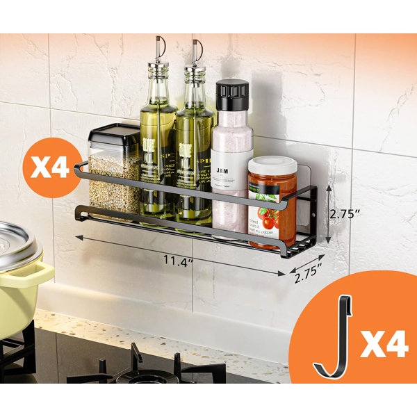 Mint Pantry® Chrome Spice Rack wall mounted 4 Pack, Space-Saving Spice ...