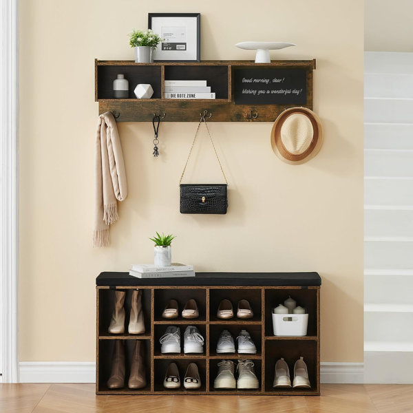 Rubbermaid Hall Tree Shoe Bench Industrial 6 In 1 Coat/Shoe Rack With 5 ...