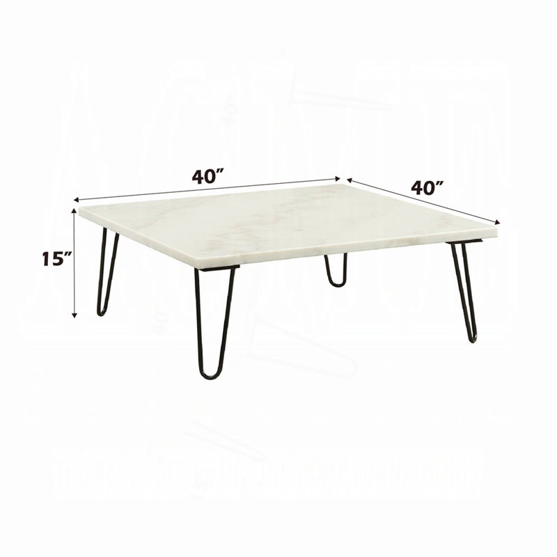 Everly Quinn Modern Elegance White Marble Coffee Table 1Pc Luxury ...