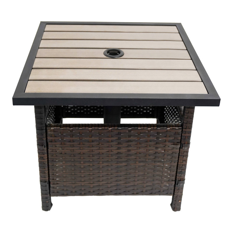 Ebern Designs Latassha Wicker Side Table with Umbrella Hole & Reviews ...