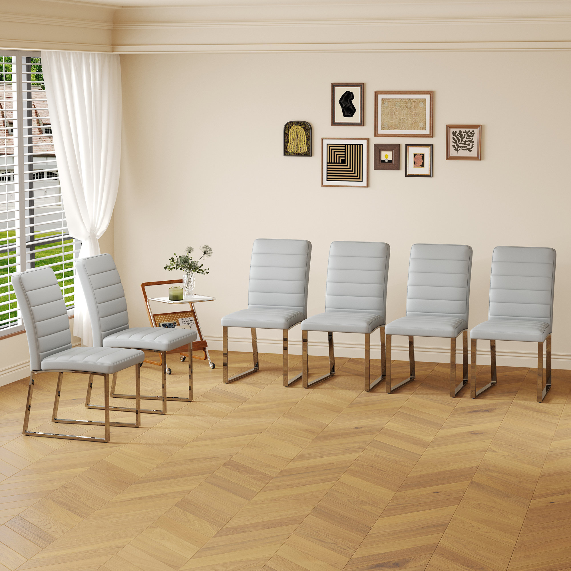 Hokku Designs Upholstered Dining Chairs with Dense Foam and Metal Legs ...