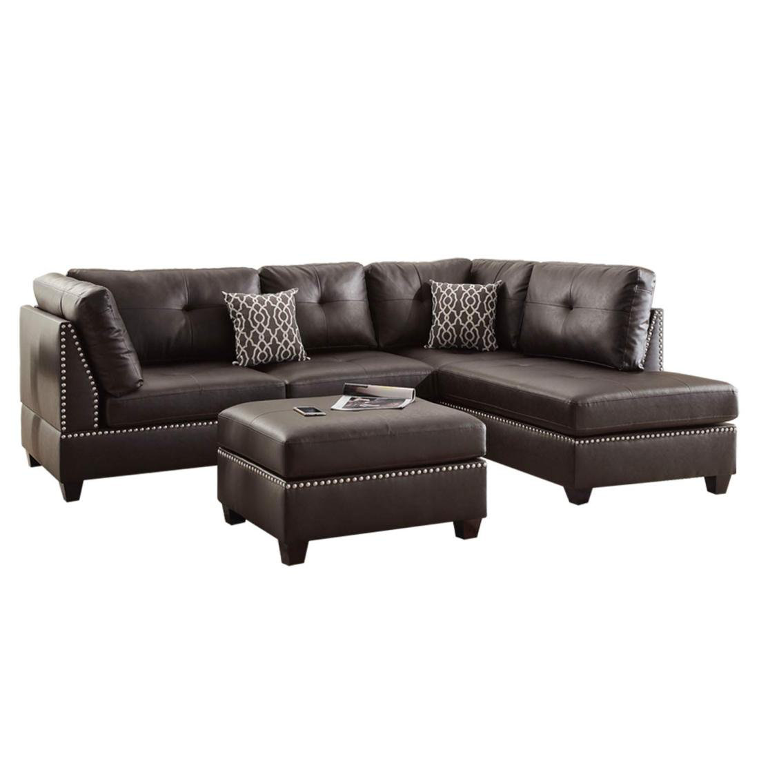 Ebern Designs Ebamba Modern Sofa 3-Pcs Sectional Sofa Bonded Leather ...