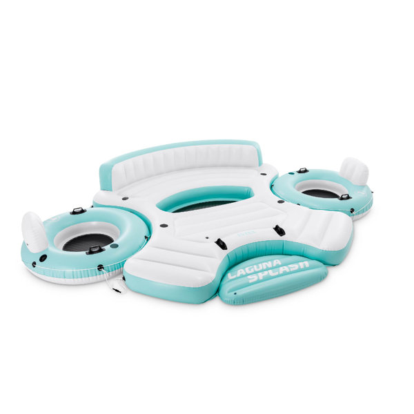 Intex Laguna Splash Island Floating Water Raft with 2 Detachable Lounge ...