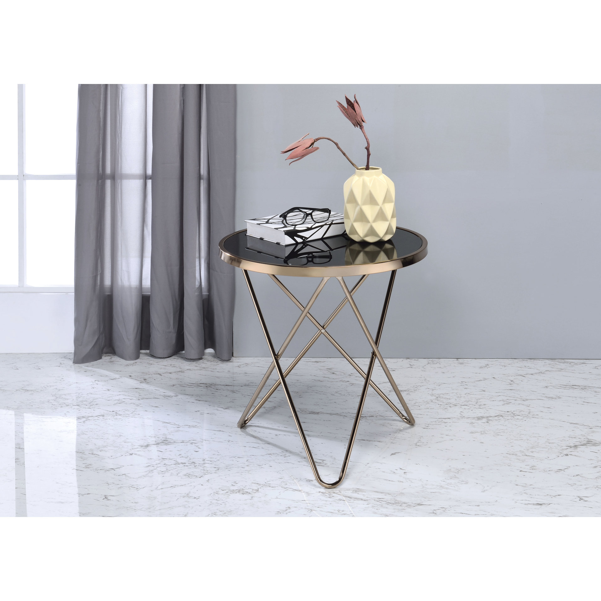 Latitude Run® Champagne Finish Overlapped "V" Shape Base For A Round ...