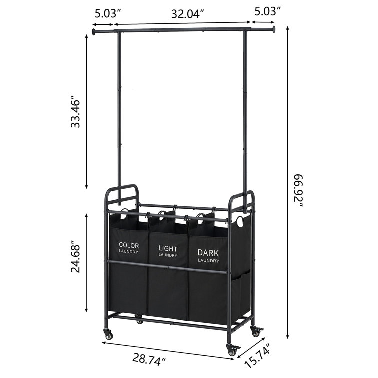 BTERAZ Metal Laundry Cart with Wheels - Wayfair Canada