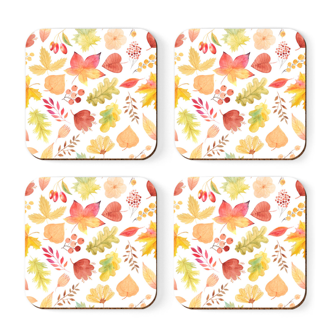 Rosalind Wheeler Square Drink Coffee Coasters Gift Set, Fall Autumn ...