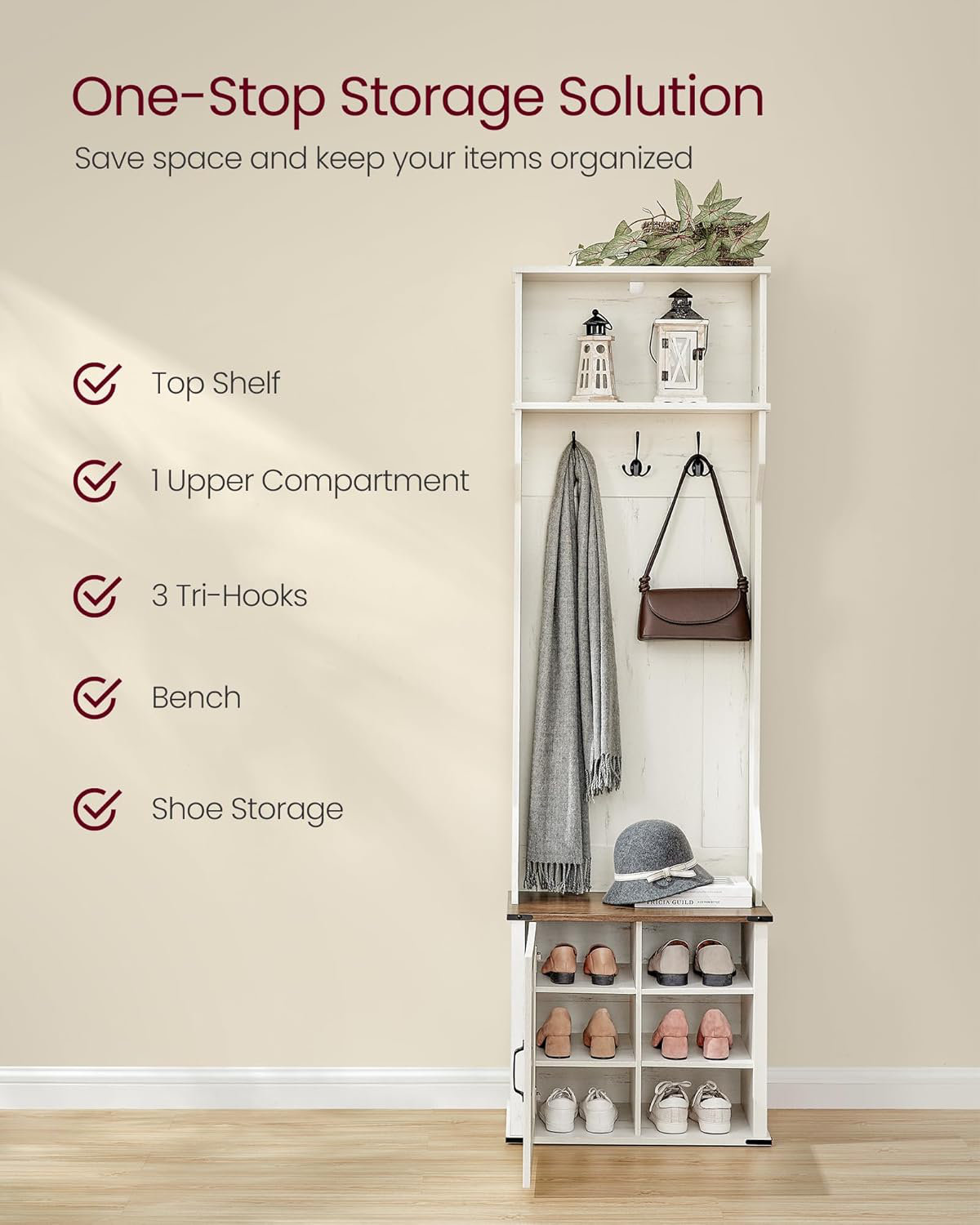 August Grove Hall Tree With Bench And Shoe Storage, Coat Rack With Shoe Bench, Entryway ...