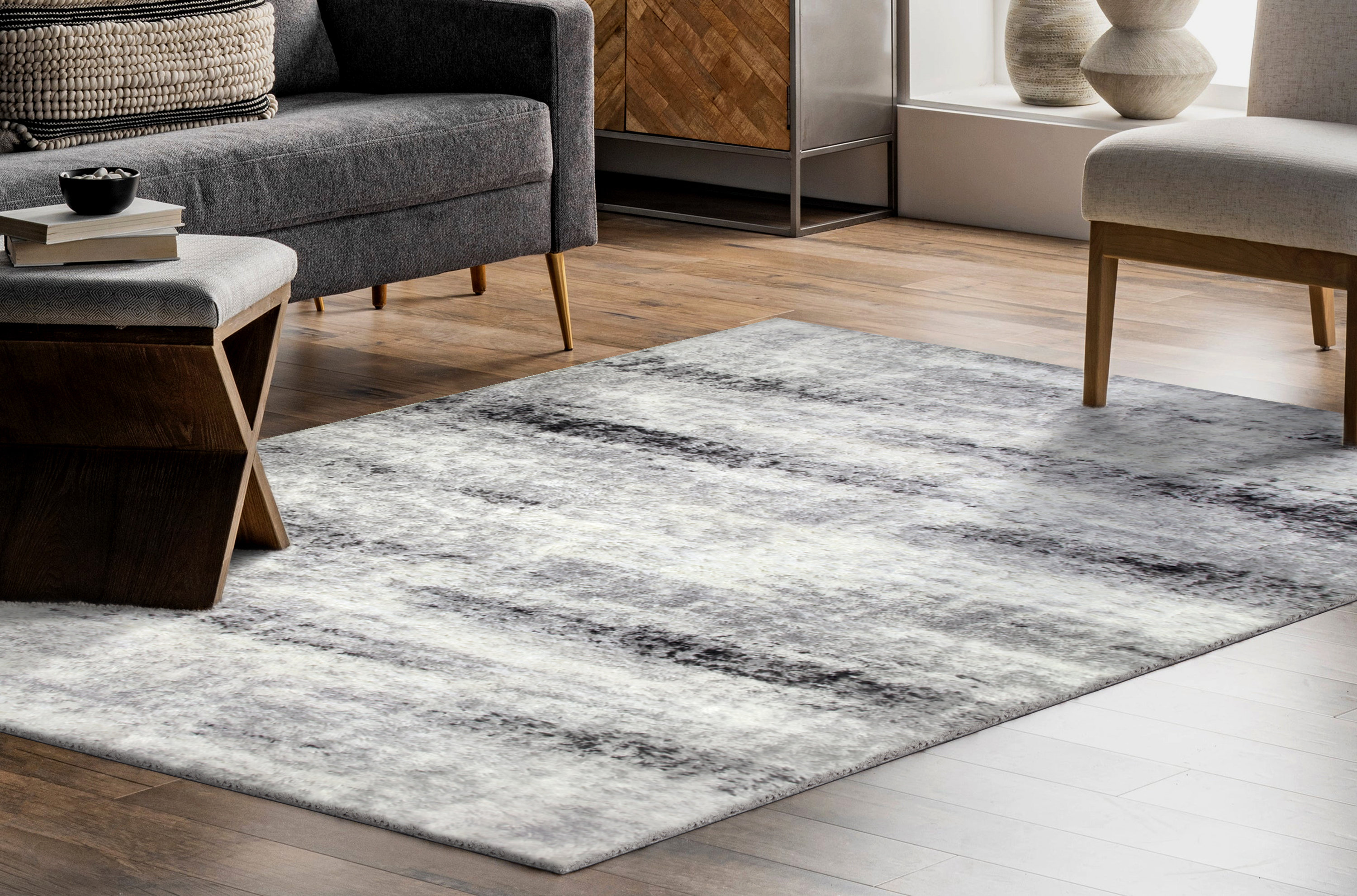 17 Stories Abstract Gray Rug & Reviews | Wayfair
