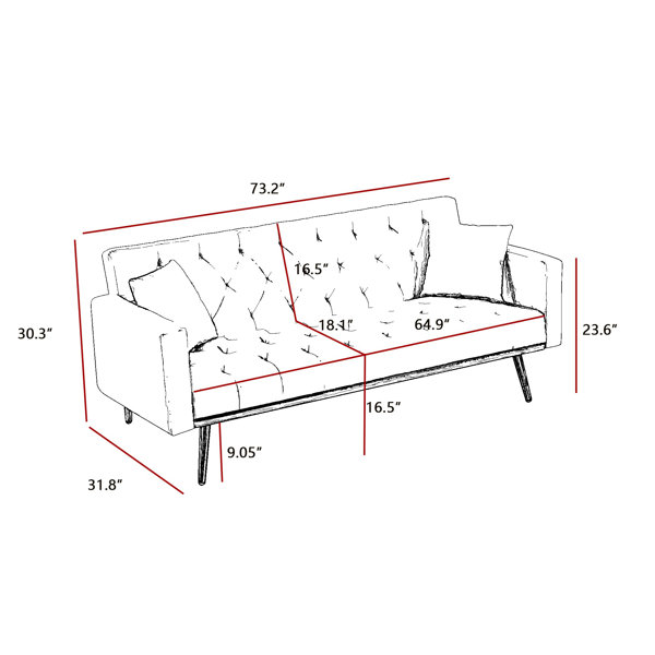 Mercer41 Modern Convertible Folding Tufted Upholstered Futon Sofa | Wayfair