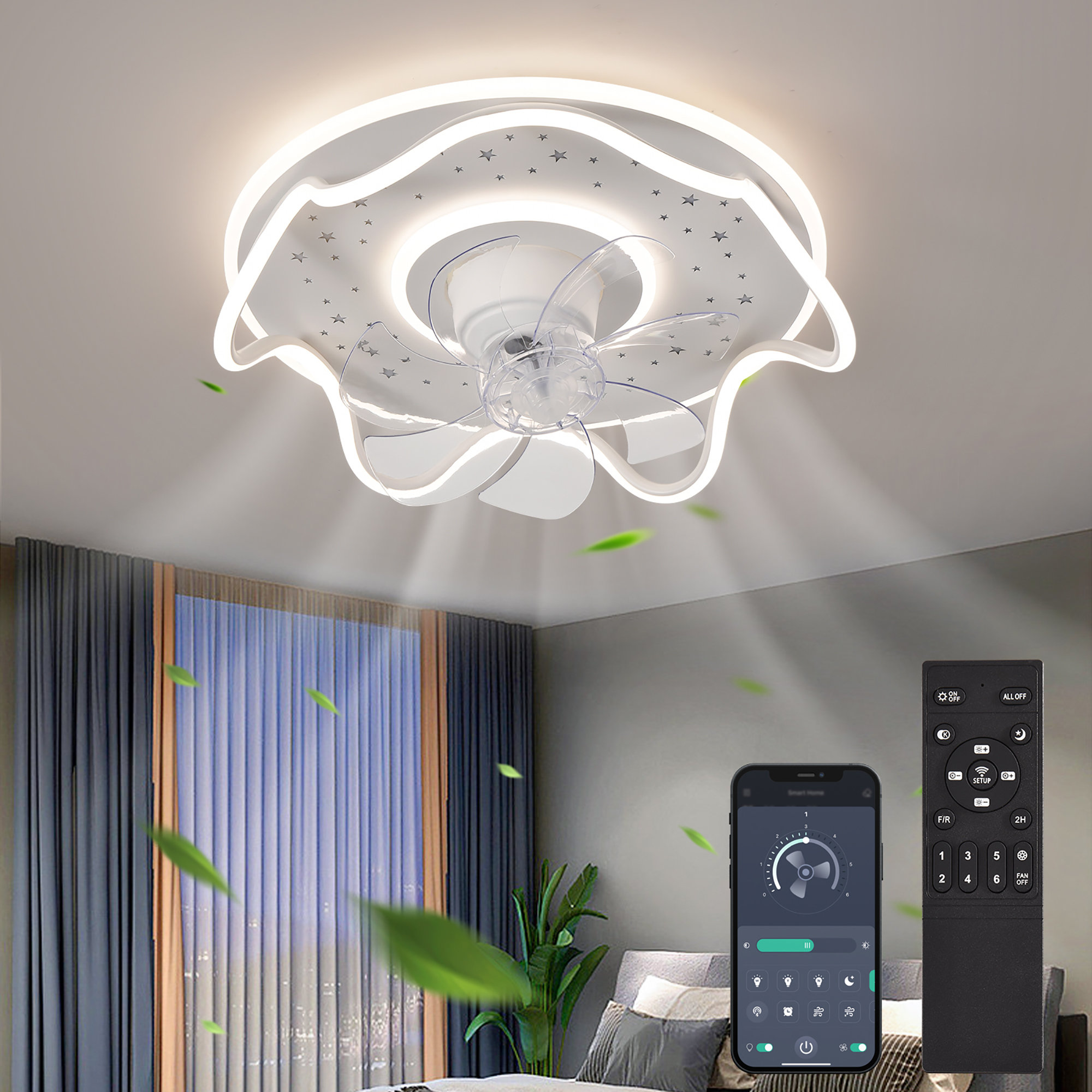 Blue Elephant Gonnelli 45cm 7 - Blade Dimmable LED Smart Ceiling Fan ...