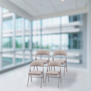 MECO Sudden Comfort Deluxe Metal Fabric Padded Folding Chair Set, Gray ...