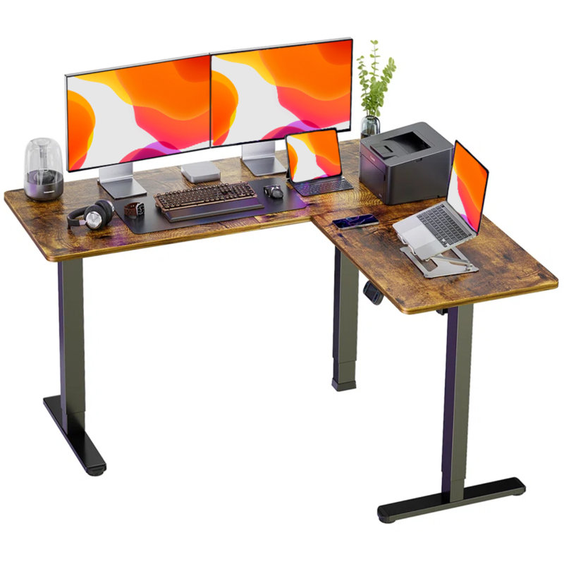 Inbox Zero Kokontis 63" L Shaped Height Adjustable Electric Corner ...