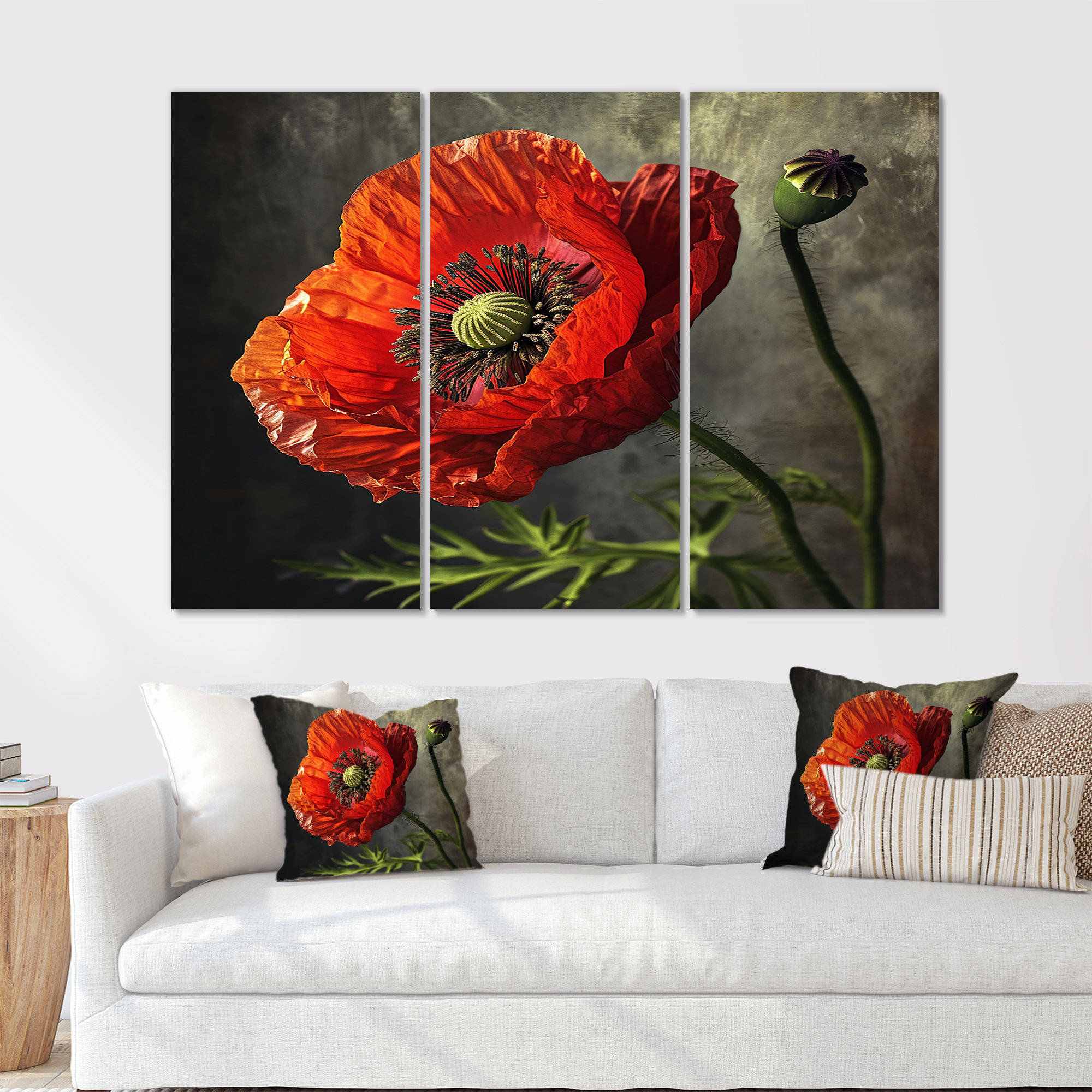 Lark Manor™ Red Poppy Close-Up - Poppy Wall Art Living Room Set | Wayfair