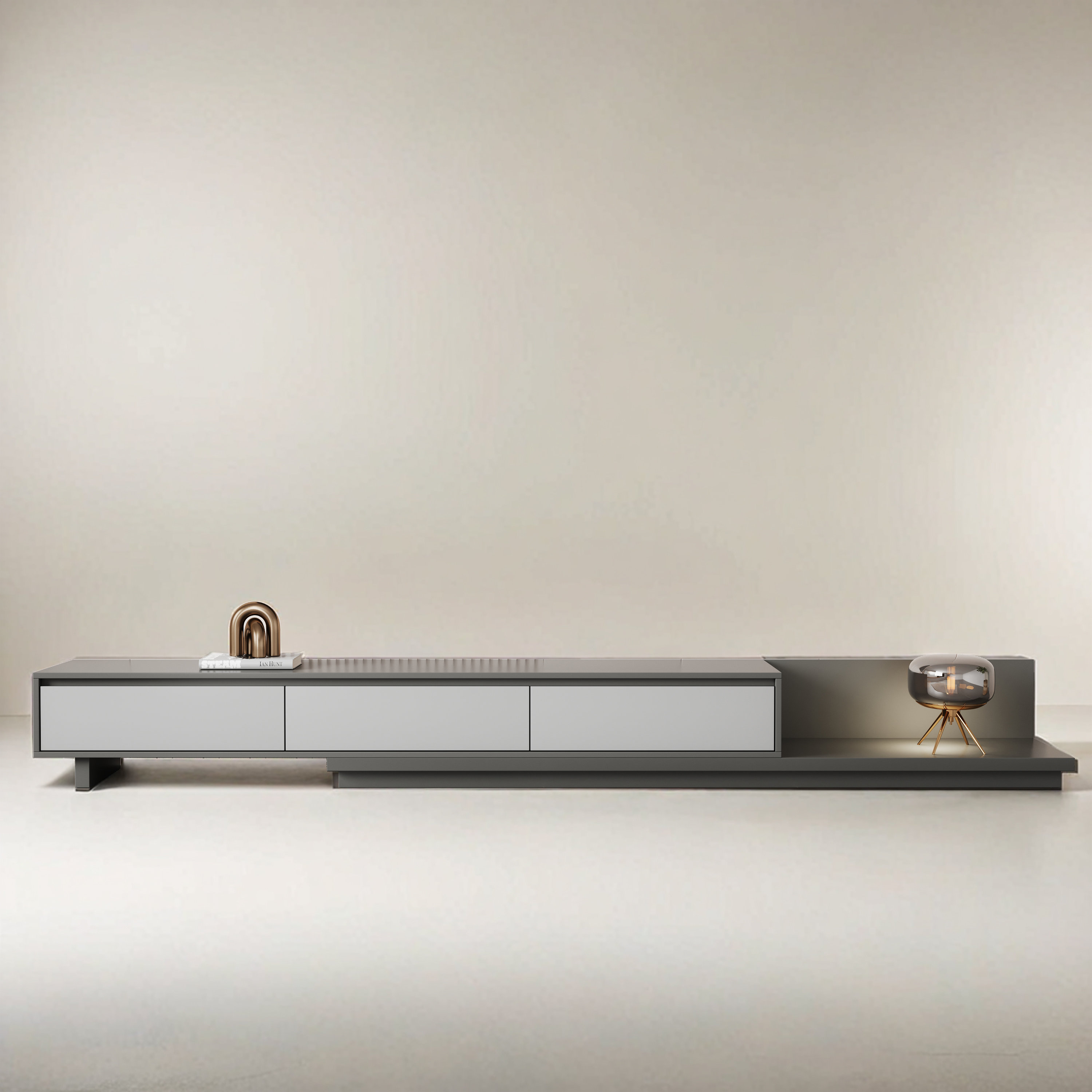 Orren Ellis 118 in. Modern TV Stand Extendable Media Console with 3 ...