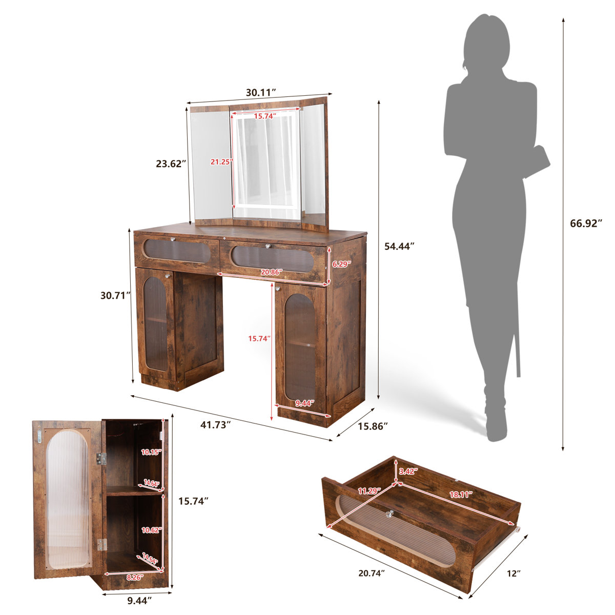 Ivy Bronx Vanity Desk with Mirror and Lights – Makeup Vanity with ...