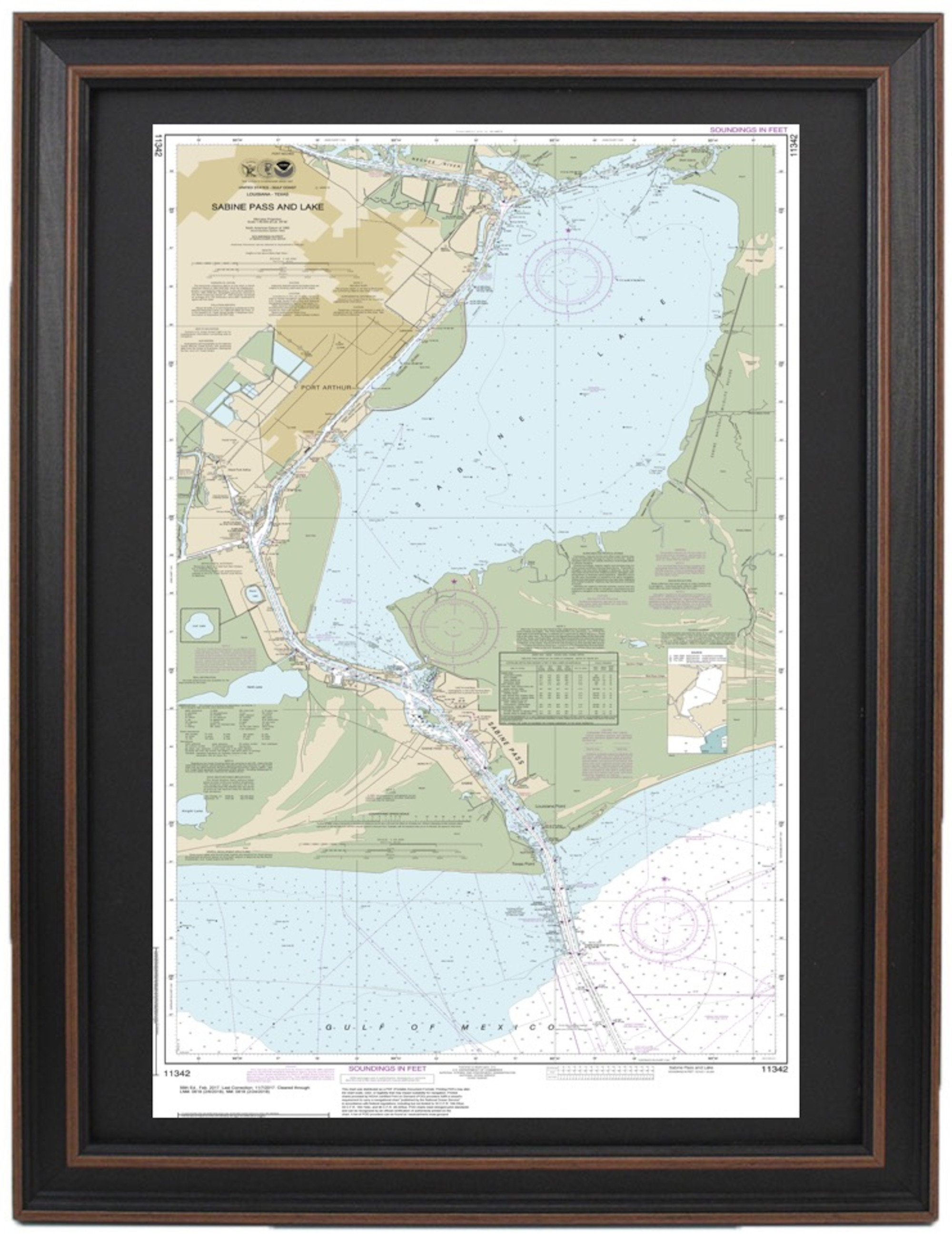 Longshore Tides Sabine Pass And Lake | Nautical Chart | Framed Print ...