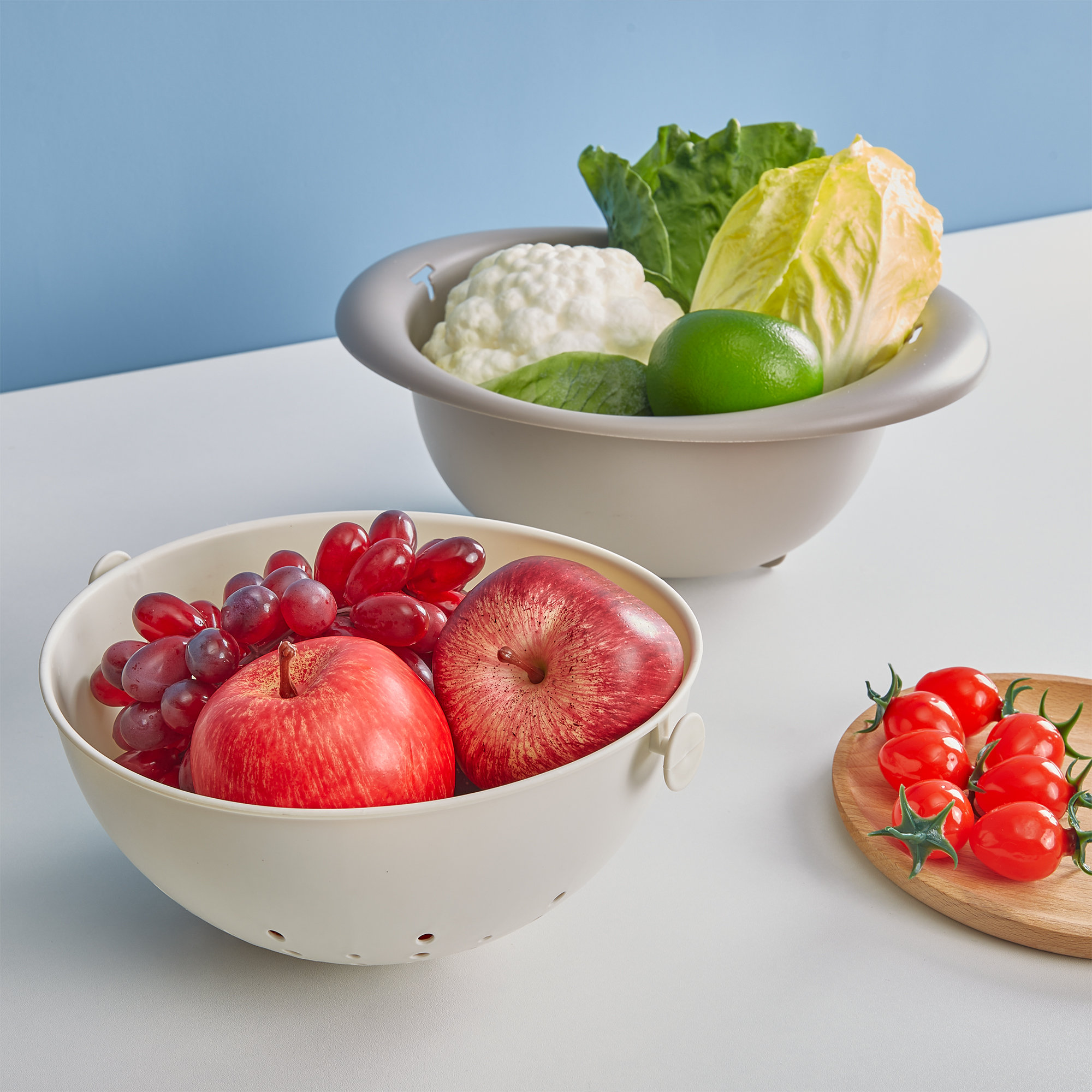 Vecelo Round Kitchen Colander Set With Bowl Strainer, 2 In 1 BPA Free ...