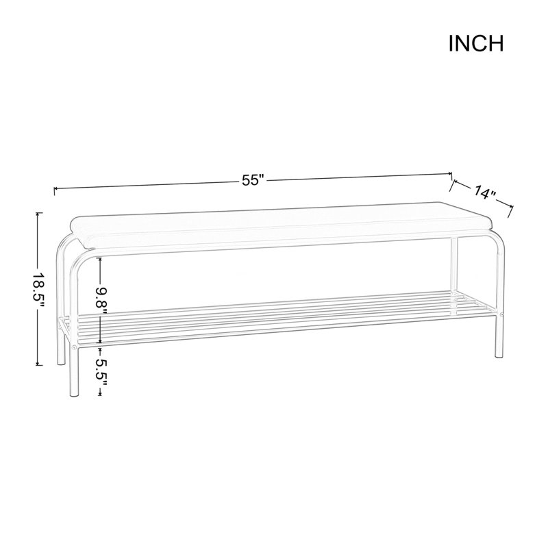 Mercer41 Shelves Storage Bench, Gold Bench, Metal Base Bench, Bedroom ...