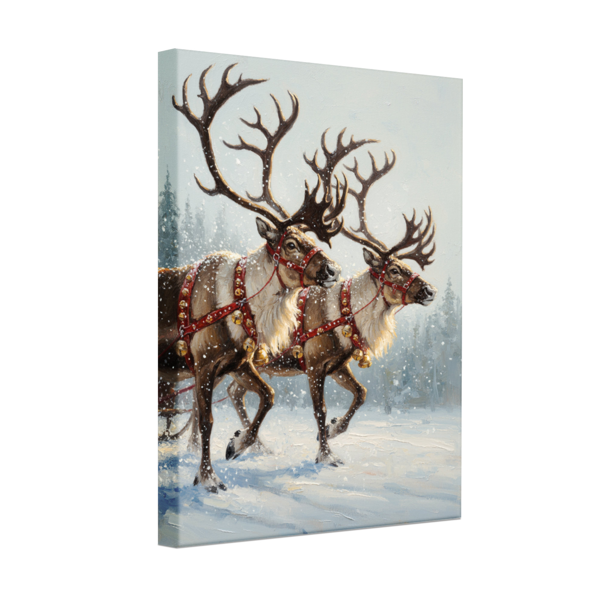 Winston Porter Christmas Reindeer Running In Snowy Forest Scene Set of ...