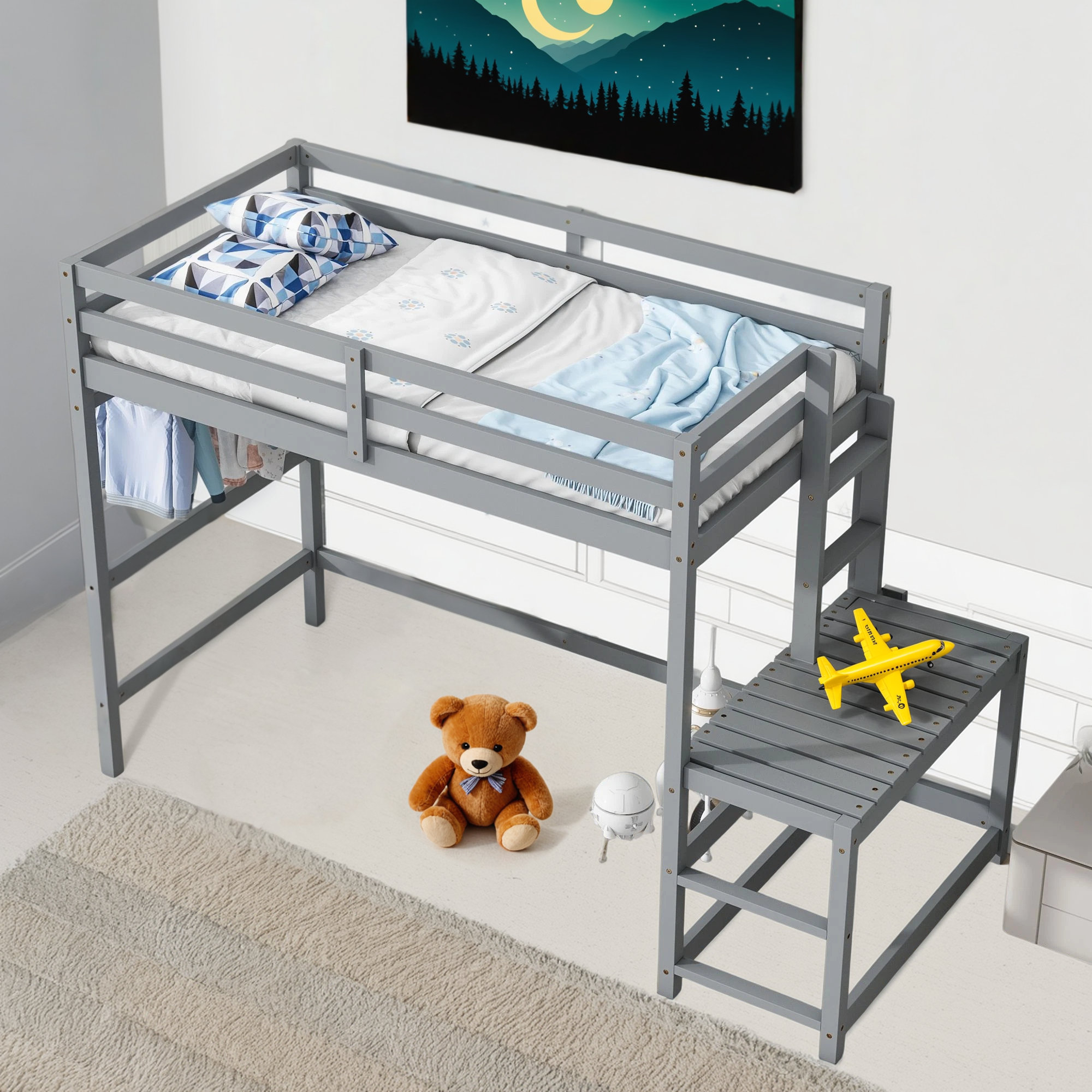 HANGZHOUFEIXIN This Double-Decker Loft Bed Is Equipped With A Ladder ...