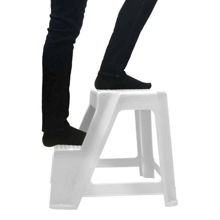 Gracious Living Storage 2 - Step Plastic Lightweight Step Stool ...