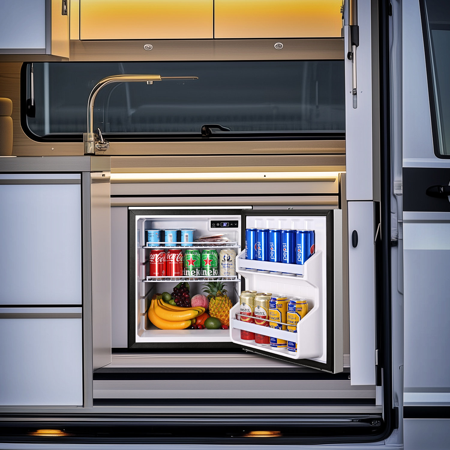 BODEGA 63.4 Qt 12V Rv Refrigerator, Portable Travel Fridge With Led ...