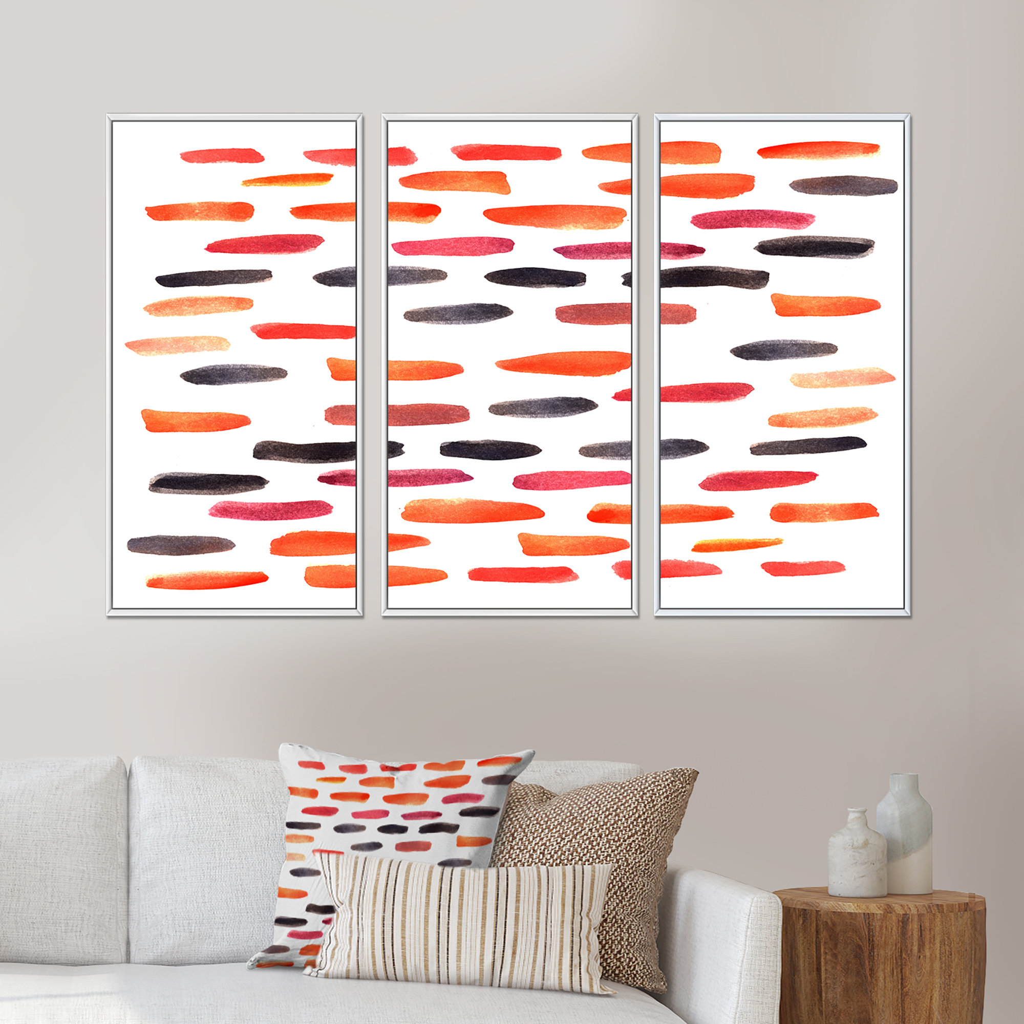 Wrought Studio Retro Orange And Blue Horizontal Strokes - Patterned ...
