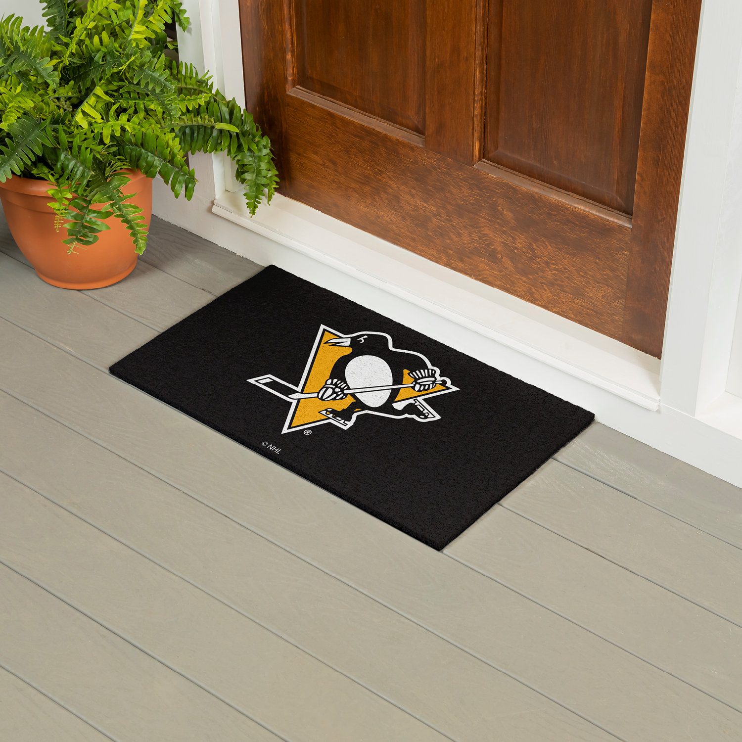 Ebern Designs Full Color PVC Mat, 16" x 28", Pittsburgh Penguins | Wayfair