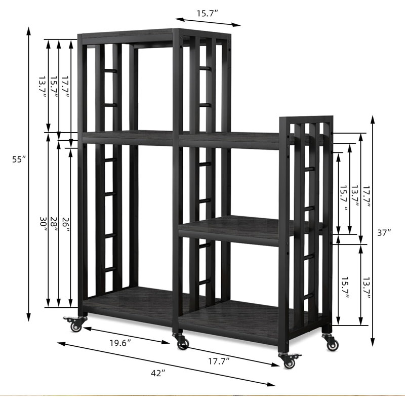 17 Stories 6-Tier Kitchen Bakers Rack, Multifunctional Storage Shelf ...