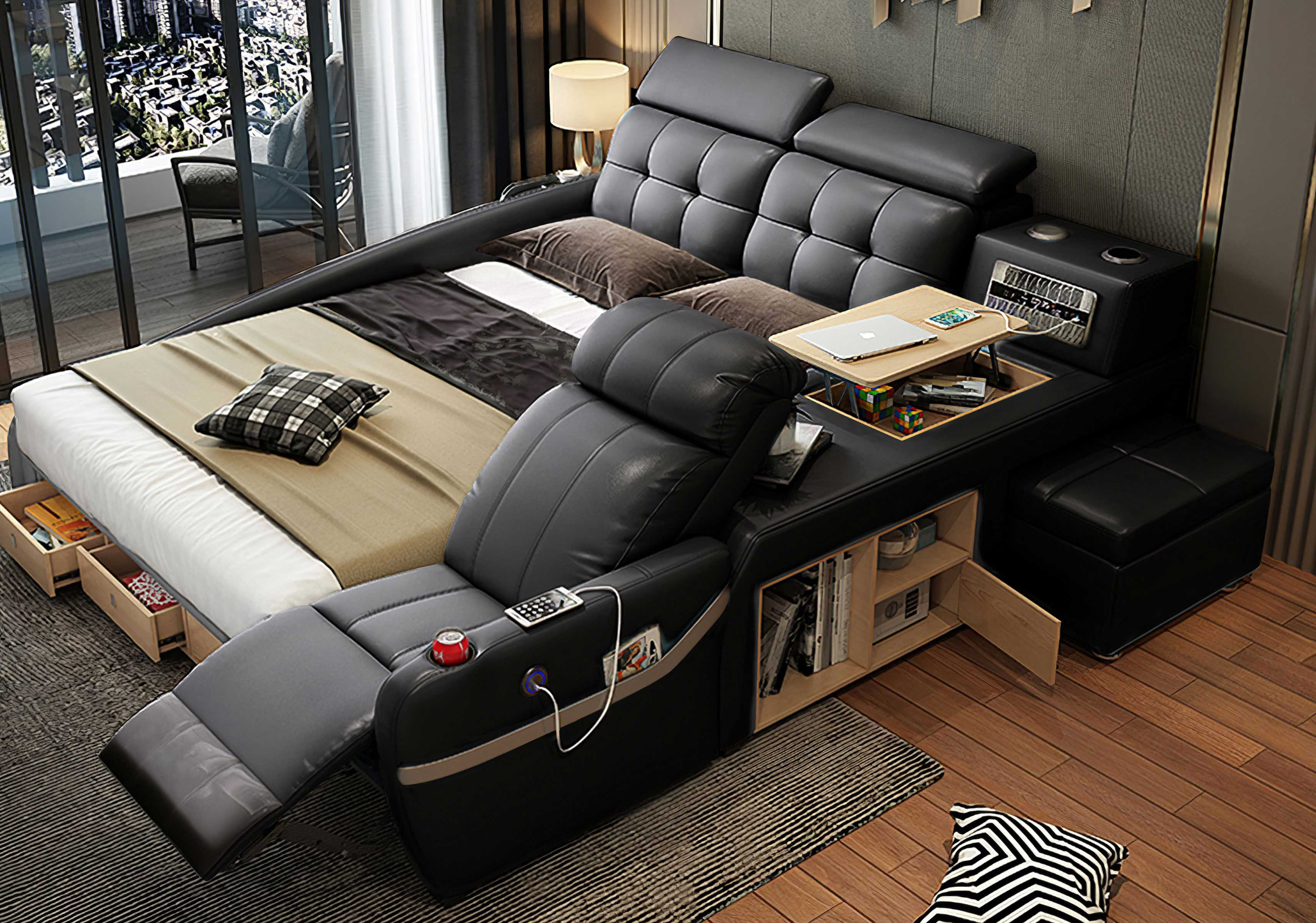 Wrought Studio™ Lubow Multifunctional Smart Upholstered Bed & Reviews ...