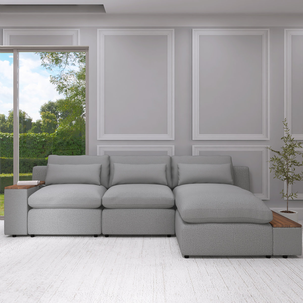 Staykiwi L-shaped Modular Sectional Sofa with Removable Back Cushions ...