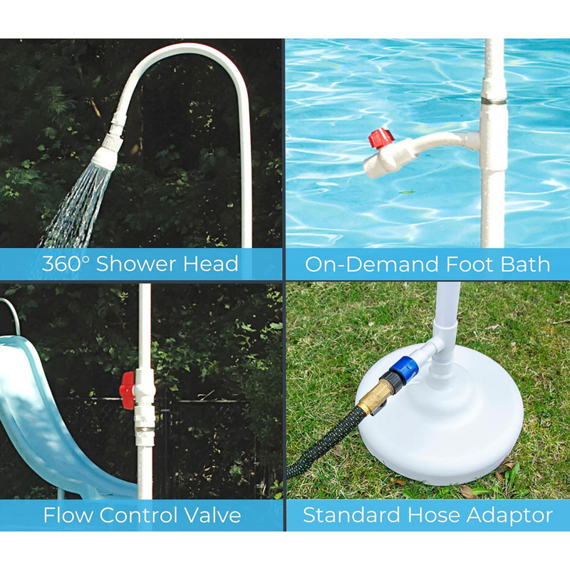 Beniar Tube Style 7 Foot Poolside Shower, Adjustable Head & Foot Tap ...