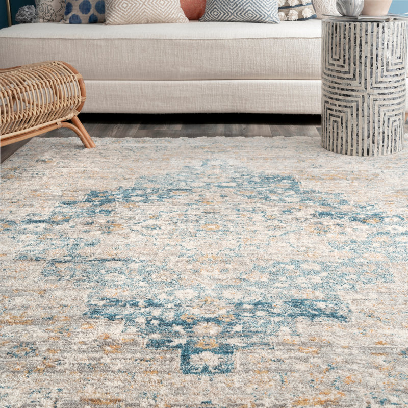 Ophelia & Co. Eugen Performance Beige/Blue Rug & Reviews | Wayfair