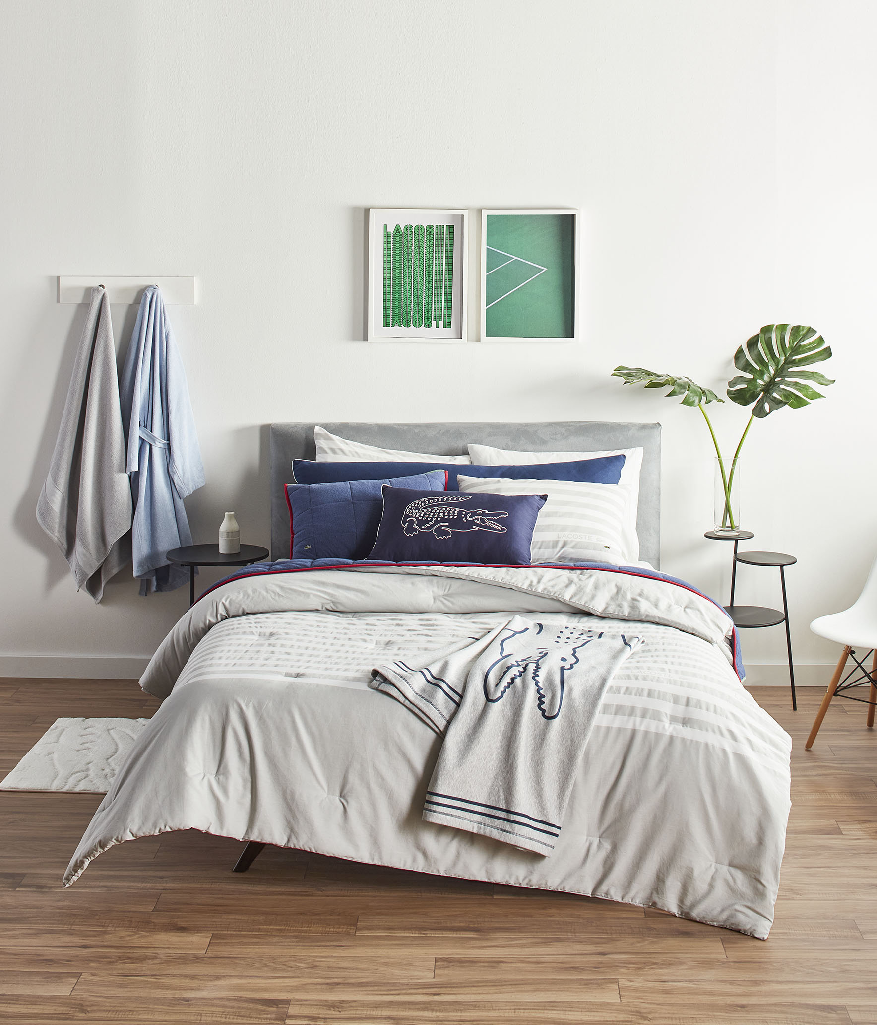 Lacoste Court Stripe Comforter Set, Gray & Reviews | Wayfair