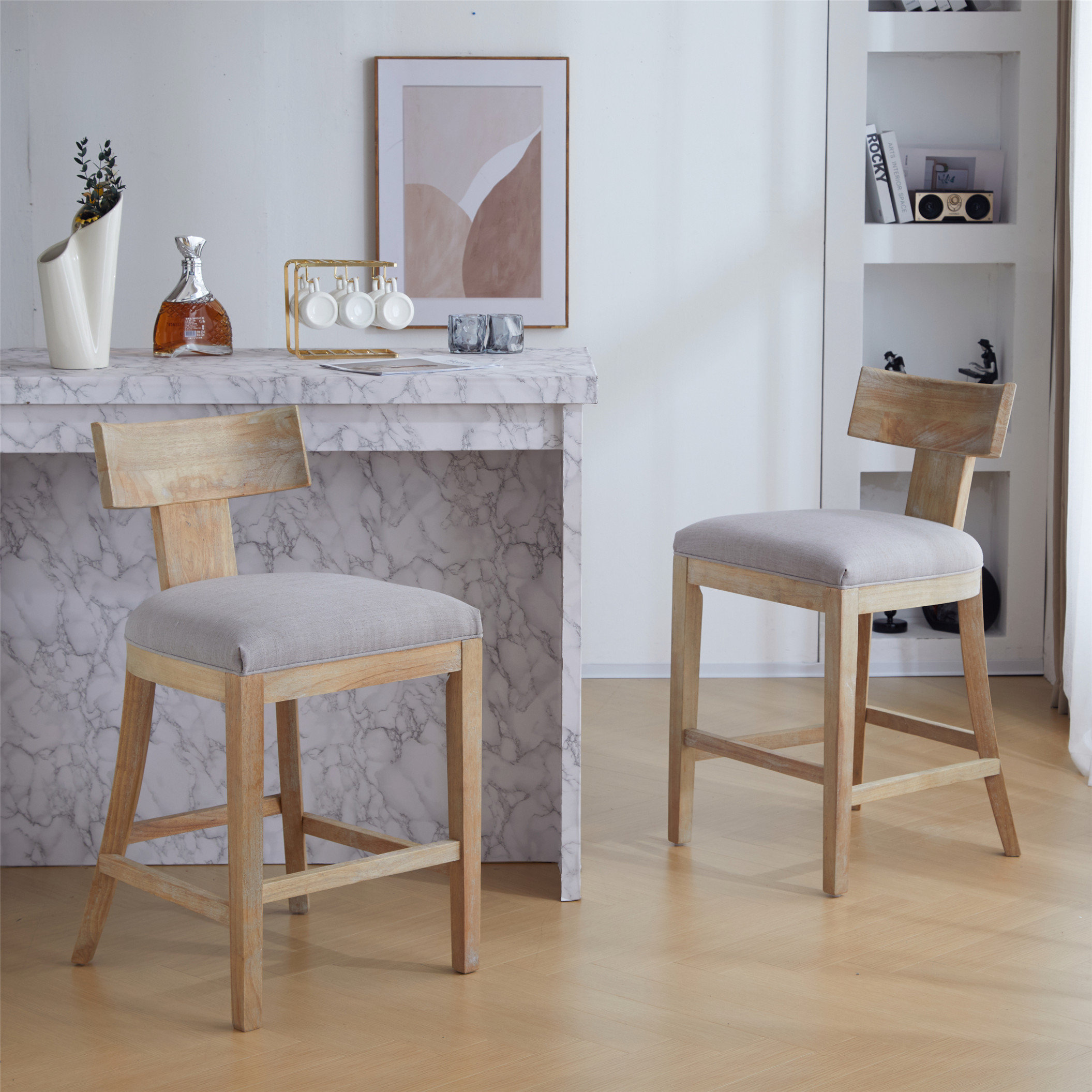 Gracie Oaks Set of 2 Sturdy and Stylish Counter Stools with Ergonomic ...
