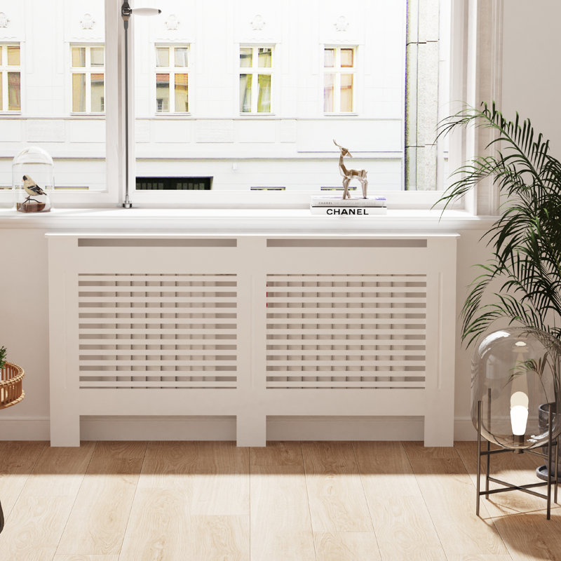 LUVODI 39" Tall Horizontal Slats Radiator Cover Wood Cabinet Modern ...