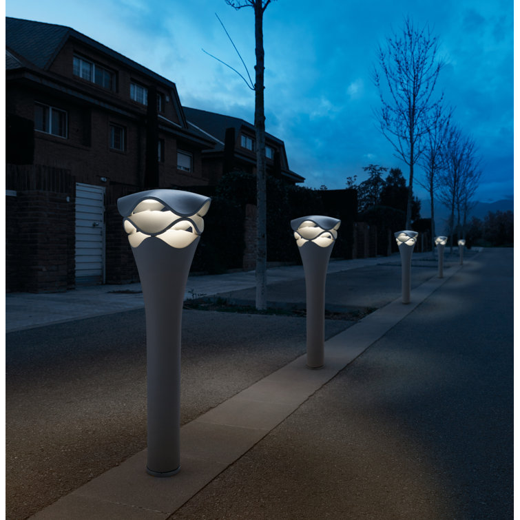 Bover Cornet Gray Integrated LED Metal Bollard Light | Wayfair