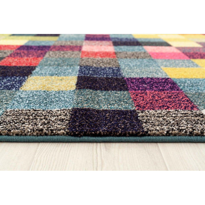 Ebern Designs Carnes Performance Red/Gray/Yellow Rug | Wayfair