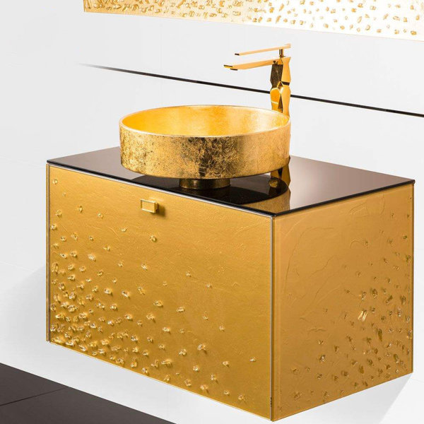 Everly Quinn Atwell 32'' Single Bathroom Vanity with Glass Top | Wayfair