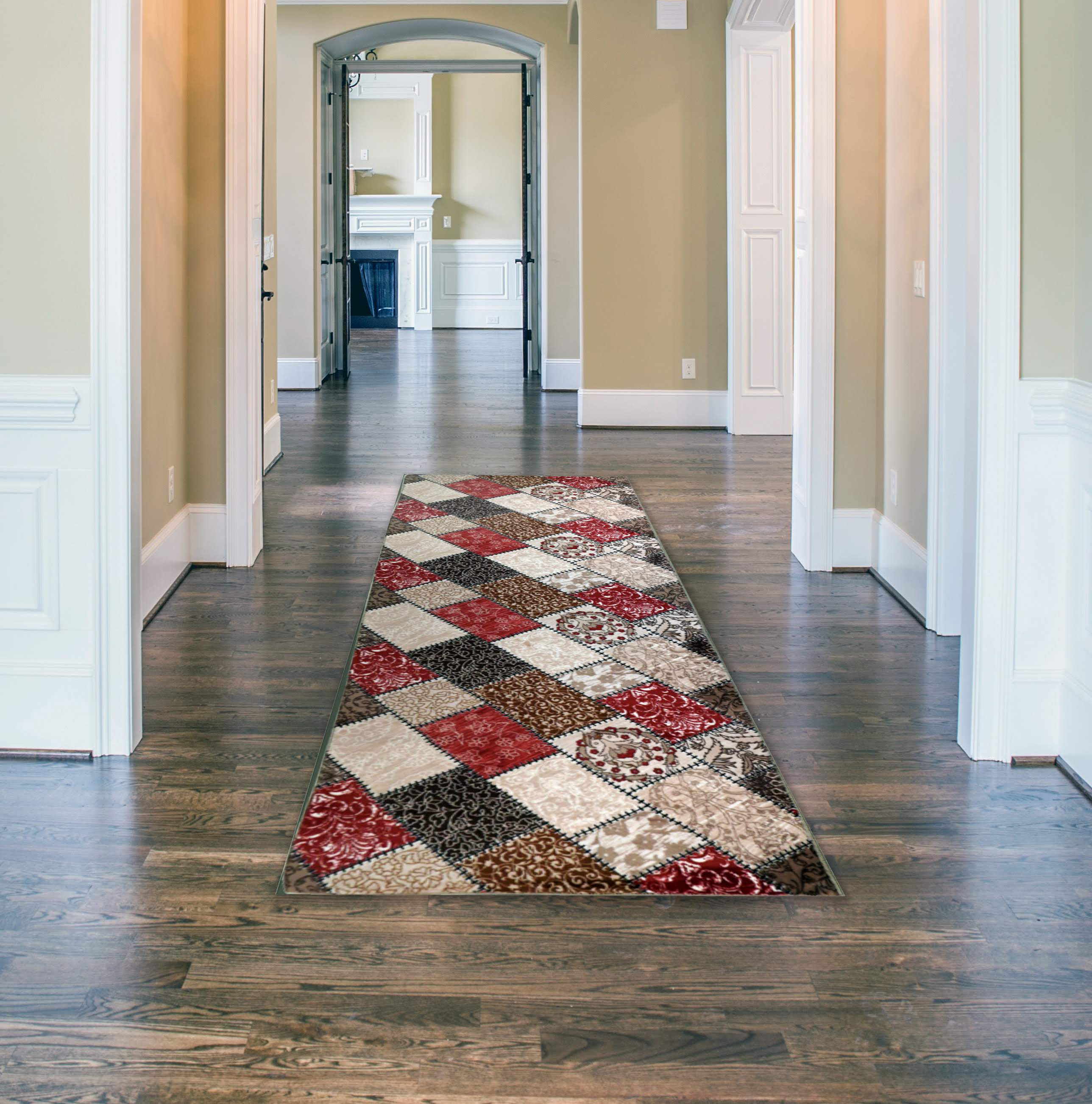 Fleur De Lis Living Vincenza Patchwork Shag 8' x 3' Red Area Rug | Wayfair