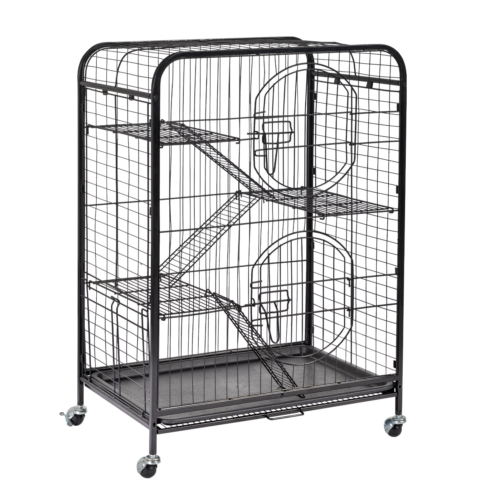 Tucker Murphy Pet™ Black Metal Pet Crate Cage Kennel With Wheels | Wayfair